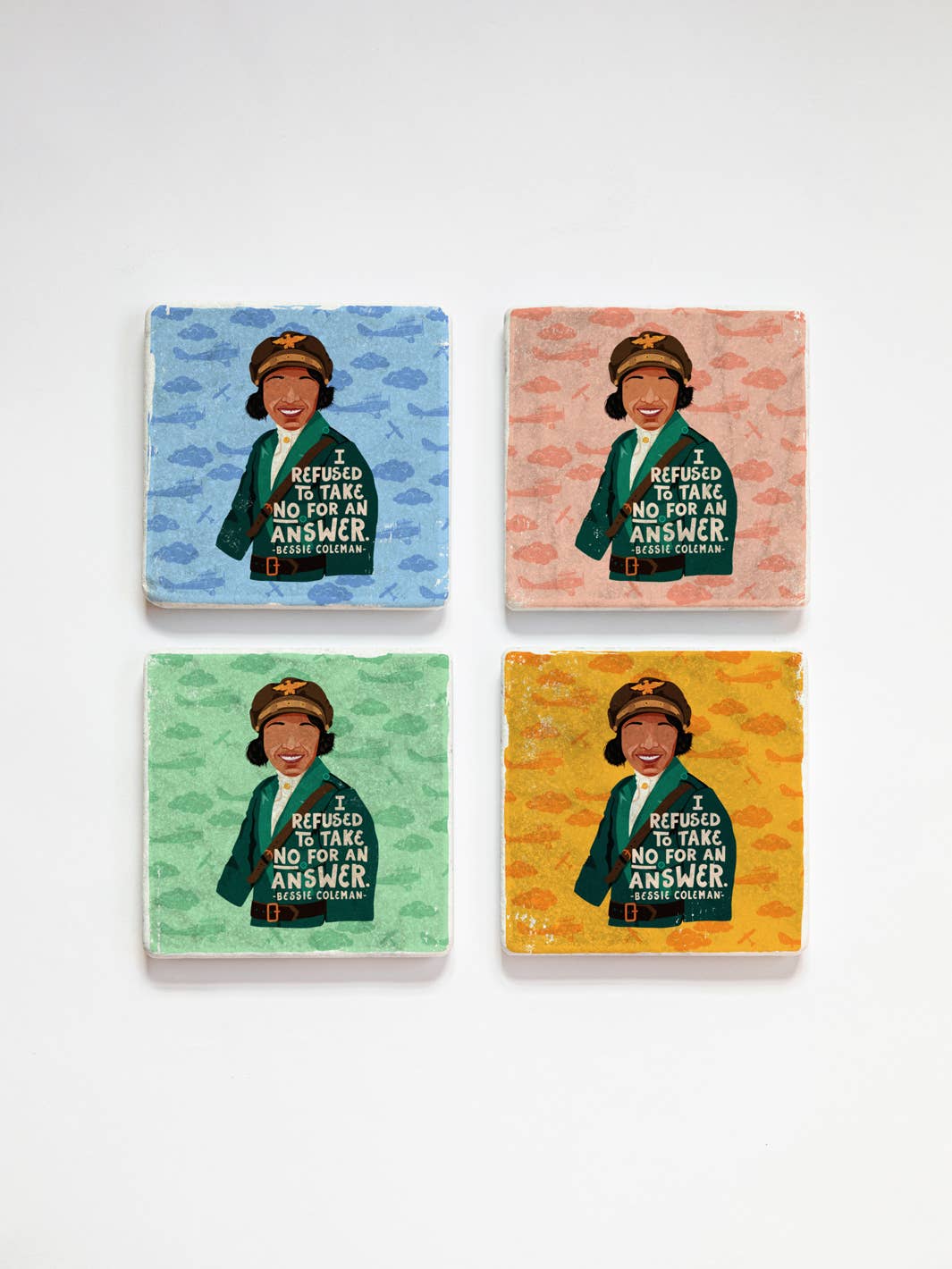Bessie Coleman Quote + Illustration Coaster Set – National Women's ...